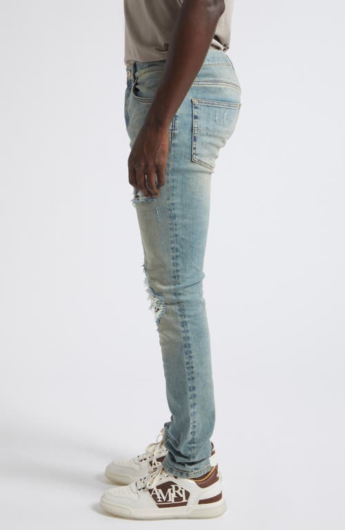 AMIRI AMIRI MX1 Flannel Patch Ripped Skinny Jeans